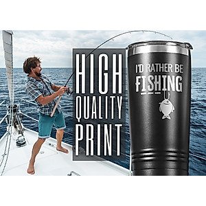 Onebttl Fishing Gifts for Men Guys, Unique Fishing Mug for Him, 20oz Stainless Steel Tumbler Fishing Tumbler for Dad, Husband, Coworkers, Friends, I'd Rather be FXXXing