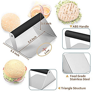 Leonyo 12 Inch Melting Dome & Burger Press, Round Basting Cover with Adjustable Vent, 5.5" Square Smash Bacon Griddle Press, Stainless Steel Flat Top Grill Accessories for Outdoor Kitchen BBQ Camping