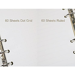 MILIKO A5 Water Wave Sytle PU Leather Wirebound/Spiral Refillable Notebook/Journal, Organizer/Planner-120 Sheet-60 Sheets Dot Grid Plus 60 Sheets Ruled Refills, 3 Transparent Dividers Included