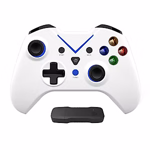 Gina Joyfurno Wireless Controller Compatible with Xbox One, Xbox Series S/X/360/PC/PS3/Windows 7/8/10/11, Built-in Dual Vibration with 2.4GHz Connection, USB Charging, LED Backlight (blue)