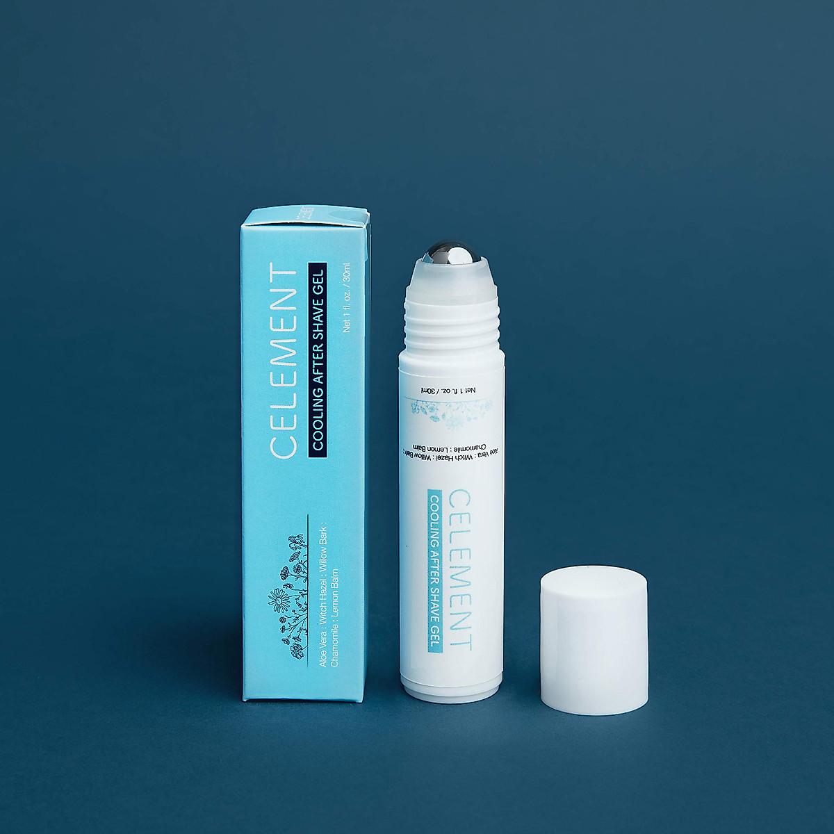 Celement Cooling After Shave Gel - All Natural, Roll-On for Sensitive Skin, Razor Bumps, Ingrown Hair, and Bikini Burn, 1 fl. oz. (1 pack)