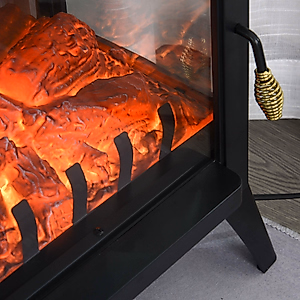 HOMCOM 23" Electric Fireplace Heater, Fire Place Stove with Realistic LED Flames and Logs and Overheating Protection, 750W/1500W, Black