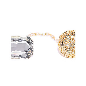 Priyaasi White & Gold Ring for Women in Dual Finger Design | Stone Studded | Pearl Bead Chain | Plating of Gold | Brass Metal | Big Size | Adjustable Ring for Girls - for Wedding & Party