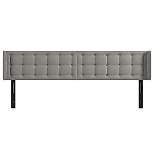 Headboard with Ears,Dorm Headboard,Farmhouse Headboard,Bedroom Furniture,Comfortable Headboard,Soft Headboard,for Lounge,Office,Apartment,Guest Room,RV,Light Gray 64.2"x6.3"x30.7"/34.6" Velvet