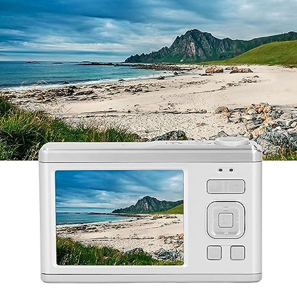 Digital Camera, Compact Digital Camera 50MP and 30MP 2 IPS Screen for Home (Silver)