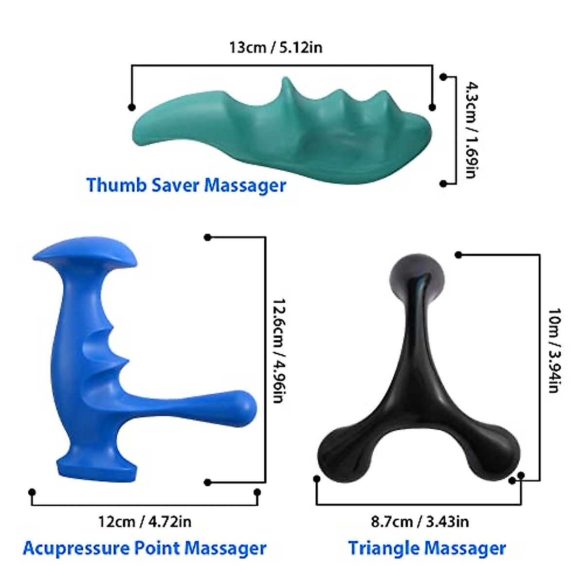Abnaok Manual Trigger Point Massage Tool and Thumb Saver for Full Body Deep Tissue Massage, with 3-Legged Massage Knobs, Stress Relief