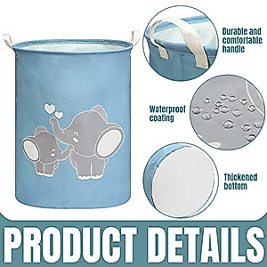 Newwiee 4 Pcs 19.7 Inch Large Round Storage Bin Waterproof Canvas Storage Basket with Handle Big Size Organizer Hamper for Dirty Laundry Baby Toys Nursery Kids Clothes Gift Basket