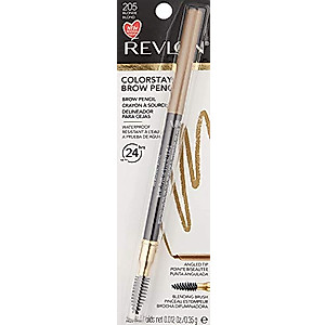 Eyebrow Pencil by Revlon, Colorstay Eye Makeup with Eyebrow Spoolie, Waterproof, Longwearing Angled Precision Tip, 205 Blonde, 0.01 Oz
