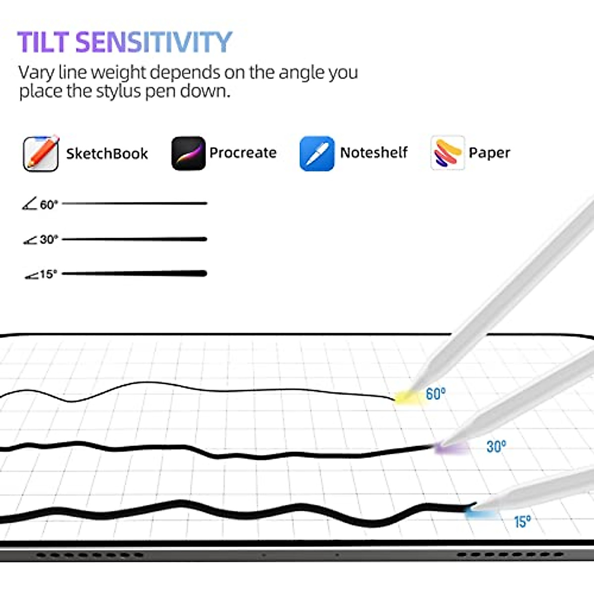 Stylus Pen for iPad, Apple Pencil for iPad 10th 9th Gen, Apple Pen iPad Pencil for iPad Air 5/4/3rd, iPad Pro 11/12.9 Inch, with Palm Rejection & Tilt Sensitivity, Magnetic Stylus iPad Pen, White