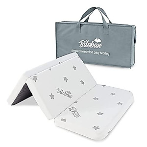 Trifold Pack and Play Mattress Topper 38" x 26", Waterproof Breathable Soft Portable Foldable Playard Mattress Pad, Baby Portable Foam Playpen Mattresses with Removable Zippered Cover White