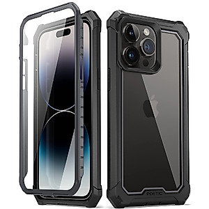Poetic Guardian Case Compatible with iPhone 14 Pro Max 6.7 Inch, [20 FT Mil-Grade Drop Tested] Full-Body Shockproof Protective Rugged Clear Cover Case with Built-in Screen Protector, Black/Clear