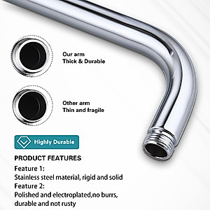 12 Inch Shower Arm with Flange,Stainless Steel 90 Degree Rain Shower Head Extension Arm,Wall-Mounted Shower Head Arm for Fixed Shower Head,Brushed Nickel