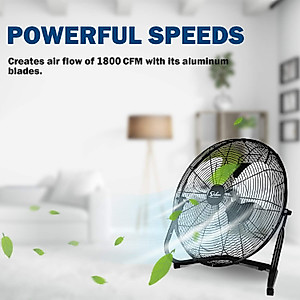 Simple Deluxe 12 Inch 3-Speed High Velocity Heavy Duty Metal Industrial Floor Fans Oscillating Quiet for Home, Commercial, Residential, and Greenhouse Use, Outdoor/Indoor, Black