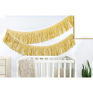 Hawaiian Luau Grass Raffia Fringe Banner Table Skirt for Tropical Birthday Party Tiki Bar, Tent,Chair Skirt,Deck Skirt,Garland Graduation Summer Beach Decorations