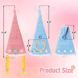 Vansolinne Spring Crochet Towel Toppers Crochet Hanging Towel Holders Spring Gnome Flowers Decorative Kitchen Towel Hangers for Tea Hand Towels Crochet for Easter Mother's Day New Home Gift 2PCS