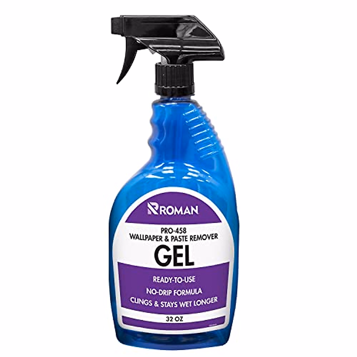 Roman Wallpaper Remover Gel Spray, Contractor Strength Wallpaper Stripper and Adhesive Remover, No Drip, Unscented, Non-Staining, Clear, PRO-458 (32 Ounce, 75 Sq. Ft.)