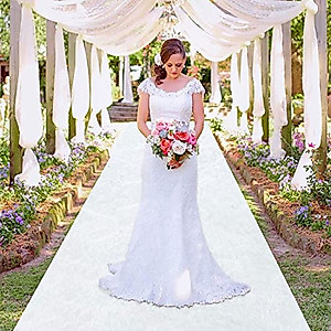 MODFUNS White Wedding Aisle Runner Outdoor Velvet Aisle Runner for Wedding Ceremony 4FTx20FT Carpet Runner with Carpet Tapes Bride Floor Carpet Runner Decorated Aisle Runway for Prom Party Beach