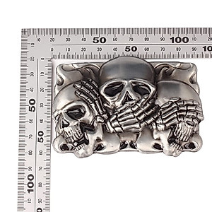 Longcreek Skull Belt Buckle for Men, Punk Skull Skeleton Rectangular Belt Buckle, Gothic Skull Head Belt Buckle, Western Cowboy Belt Buckle, Best Man Belt Buckle, Silver Wedding Belt Buckle