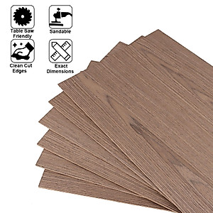 6PCS Wood Veneer Sheet Walnut Plywood Sheets, 16.5 x 11.8 Inch Walnut Wood 3MM/1/8Inch Thin Unfinished Wood Veneer Sheet for Laser Cutting, Painting, Crafts