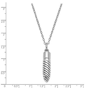 Sonia Jewels 925 Sterling Silver Vintage Antiqued Lined Bullet Ash Holder 18in. Pendant Necklace Charm Chain 18"