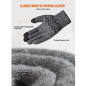 TRENDOUX Gloves for Men, Running Driving Glove Women Touchscreen Warm Stretchy Material Elastic Cuff Double Thickened Windproof Snow Texiting Phone - Typing Cold Hands - Black - L