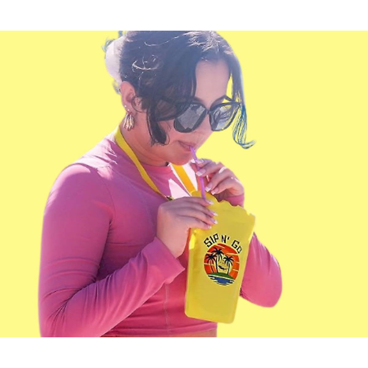 25 PCS Wearable Drink Pouches with Straw, Drink Pouches with Lanyard, Reusable Pouches for Adults and Kids, Funnel Included