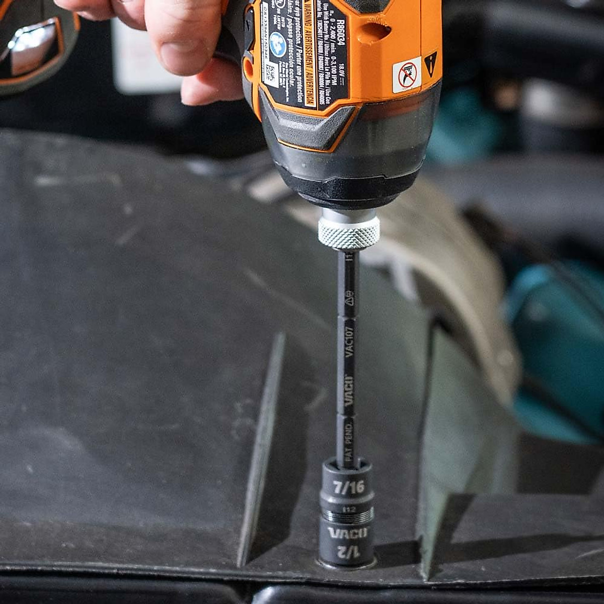 VACO VAC1070 Impact Driver, 7-in-1 SAE Multi-Bit Impact Flip Socket with Handle, 6 Easy-to-Identify Hex Driver Sizes and 1/4-Inch Bit Holder