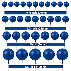 Gyufise 30Pcs Ball Cake Toppers Balls Cupcake Toppers Foam Ball Shaped Cake Picks DIY Balloons Cake Insert Topper for Wedding Enagement Baby Shower Birthday Party Cake Decorations Supplies Royal Blue