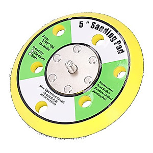 Eujgoov 5in Sanding Pad, 12000RPM 5/16”Arbor with 24 Thread Mounts Hook and Loop PU Backing Plate for Drill Polishing Pad