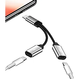 Apple MFI Certified Headphone Adapter Lightning to Audio Jack Charger Extender Earphone Charging Splitter Compatible with Iphone 11 12mini pro max xs xr x se2 7 8plus for Ipad Air Cord Cable Converter