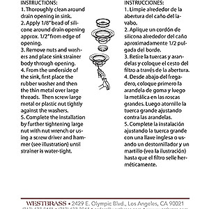 Westbrass D214-05 3-1/2" Post Style Large Kitchen Sink Basket Strainer, Polished Nickel