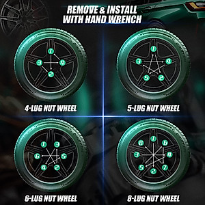 7 Spline Lug Nuts Key Tuner Large Socket Lugnuts Tool for Wrench with 13/16inch(21mm) and 7/8inch(22mm) Hex Replacement 14x1.5 14x2 9/16 Wheel Lug Nut Drive Lock Black 20mm Inner Diameter