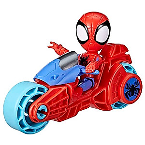 Spidey and His Amazing Friends Marvel, 4-Inch Scale Spidey Action Figure with Toy Motorcycle, Preschool Toys for 3 Year Old Boys and Girls and Up