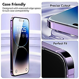 UNBREAKcable 3-Pack Screen Protector for iPhone 14 Pro, Shatterproof Tempered Glass [Easy Installation Frame] [9H Hardness] for iPhone 14 Pro 6.1"