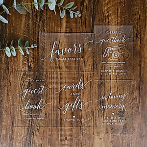 Cards and Gifts Sign for Wedding- 5x 7 Inch Clear Acrylic Wedding Sign with Acrylic Stand, Cursive Font Cards & Gifts Sign for Reception, Wedding & Party Event