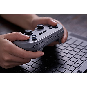 8Bitdo Pro 2 Bluetooth Gamepad for Switch/Switch OLED, PC, macOS, Android, Steam & Raspberry Pi with Storage Case (Gray Edition)