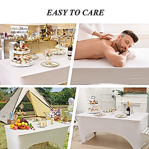 Fixwal 6FT Fitted Tablecloth, 2 Pack Table Covers for 6 Foot Tables, Table Cloth Rectangle Table, White Spandex Table Cover (72L x 30W x 30H Inch)