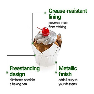 4 Ounce 200 Tulip Shaped Grease Resistant, Oven Safe, Metallic Silver Paper For Parties and Weddings - Restaurantware