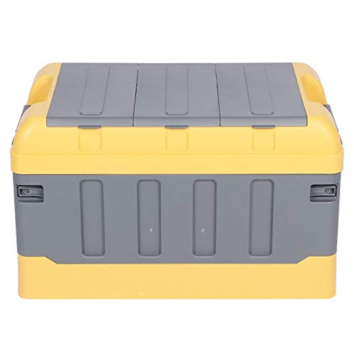aqxreight Storage Bins, 75L Collapsible Storage Bin 3 Compartments 132.3lbs Load with Lid for Home Car Trunk MultiPurpose (Yellow)