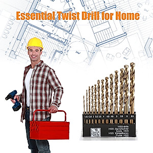 13 PCS M35 Cobalt Steel Twist Drill Bit Set,HSS Extremely Heat Resistant Drill Bit with Straight HSS Shank,1.5mm-6.5mm Jobber Drill Bit Kit for Stainless Steel,Hard Metal as Titanium Alloy