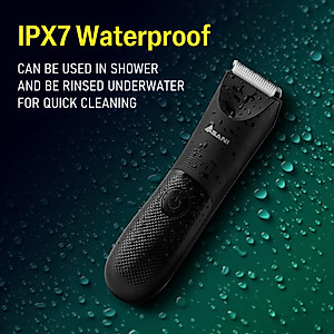 Asani Upkeeper Men's Body Hair Trimmer - Rechargeable Grooming Tool with Ceramic Blade, LED Light, Waterproof Design, Electric Shaver for Wet/Dry Use, Ideal for Chest, Back, Groin Hair Care
