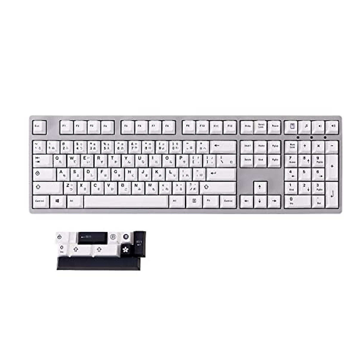 GK GAMAKAY White Japanese Keycaps 129 Keys Cherry Profile PBT Dye-Sub White Theme Minimalist Keycap Set Suitable for LK67 TK75 MK61/87/98/104/108 Layout Mechanical Gaming Keyboard (Japanese Theme)