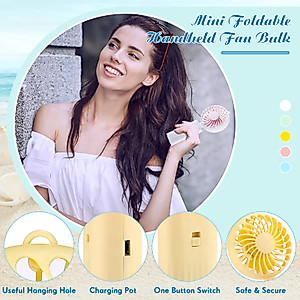 Woanger Mini Handheld Folding Fan Bulk USB Desk Fan Battery Operated Fans with Data Cable Hanging Foldable Desk Fan Small Rechargeable Pocket Fan Portable USB Electric Fan (20 Pcs)