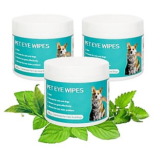 Jerrlin WoWs 3Pack Dog Eye Wipes,Cat Dog Eye Cleaner,Pet Tear Stain Remover Wipes,300 Count-Soft Pet Wipes for Gently Cleaning Eyes