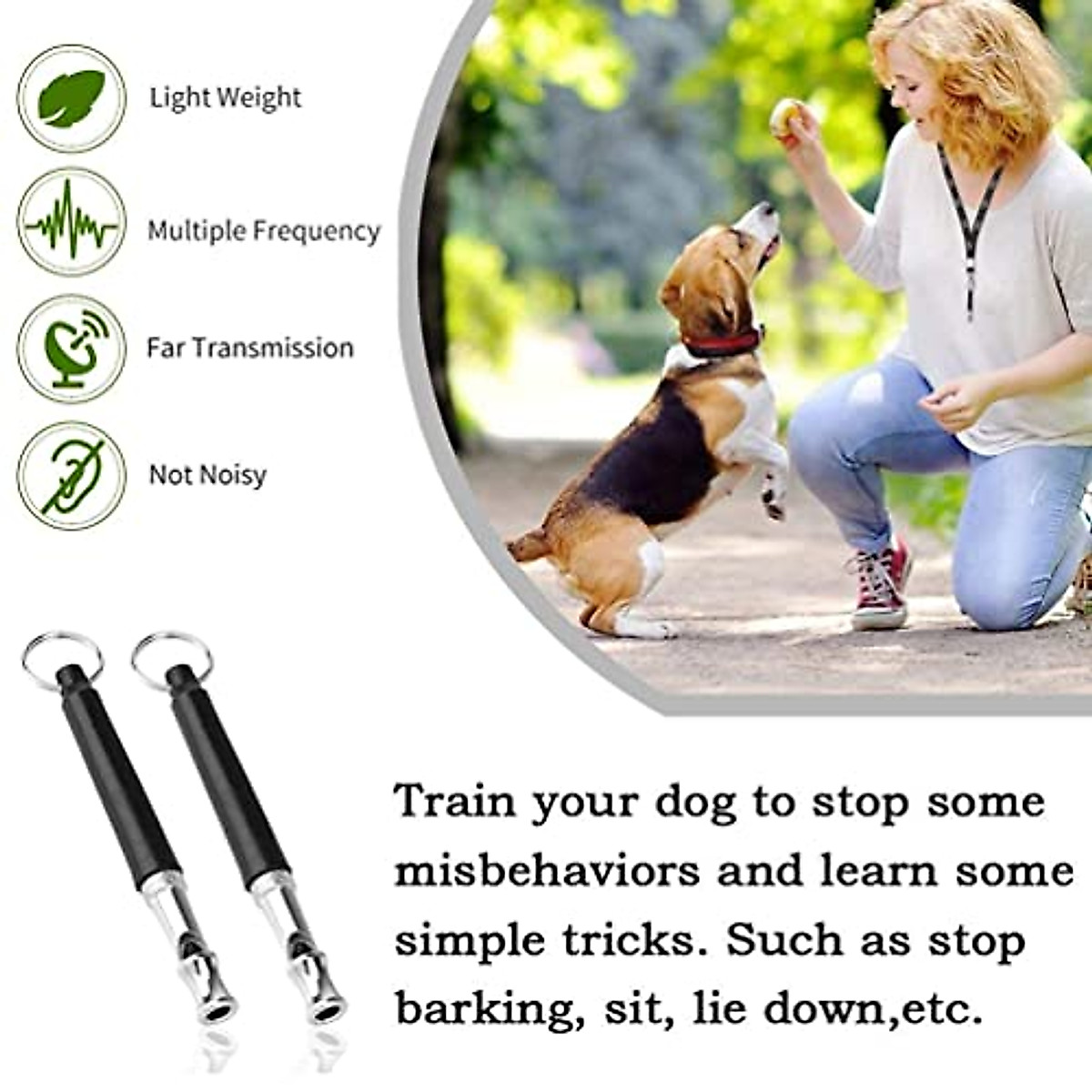 PILONG Dog Whistle, 2023 New 2PCS Ultrasonic Dog Whistle to Stop Barking Neighbors Dog, Professional Adjustable Silent Dog Whistle Training Tools for Dogs with Black Strap Lanyard