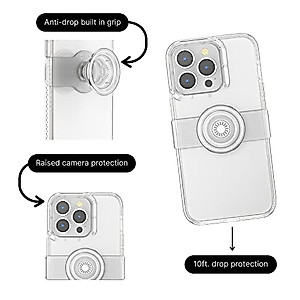 PopSockets: iPhone 13 Pro Case with Phone Grip and Slide, Phone Case for iPhone 13 Pro - Clear