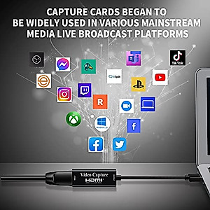 Video Capture Cards, 4K HDMI to USB Video Capture Device, 1080P HD Broadcast Live and Record Video Audio Grabber for Gaming, Streaming, Teaching, Video Conference (Black)