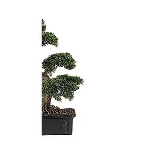 Nearly Natural 4103 24in. Cedar Bonsai Silk Plant,Green