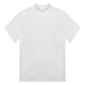 YEAHDOR Mens Mock Neck T Shirts Short Sleeve Turtleneck Casual Undershirt Pullover Thermal Solid Tops White Large