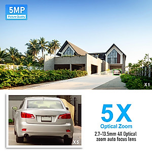 YoLuKe PTZ Camera Outdoor,5MP 5X Optical Zoom WiFi IP Camera with 360° Rotate and 30 Meter View Distance/Human Detection & Auto Tracking/Two Way Audio/IP66 Waterproof/Night Vision